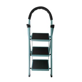 3 Step Ladder Blue Stainless Steel – sosolar